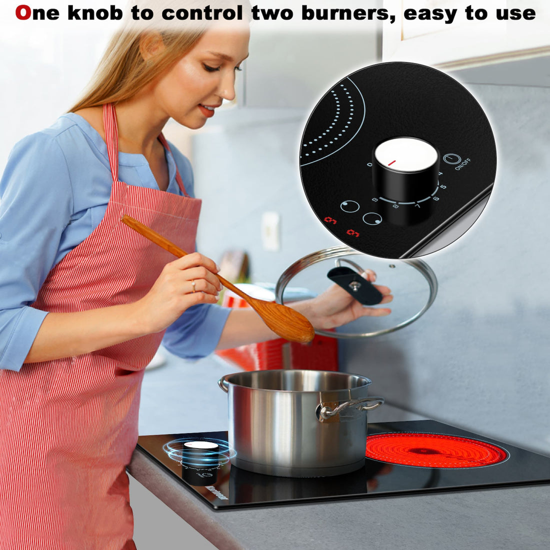 Karinear 12 Inch 2 Burners Plug in Portable Electric Ceramic Cooktop