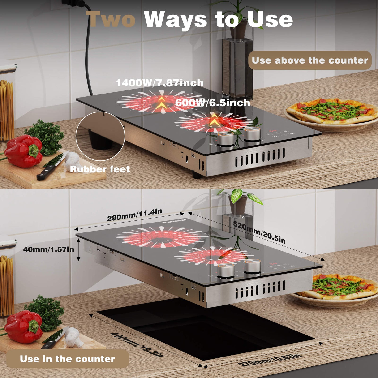 Karinear 12 Inch 2 Burners Countertop & Built-in Electric Stove