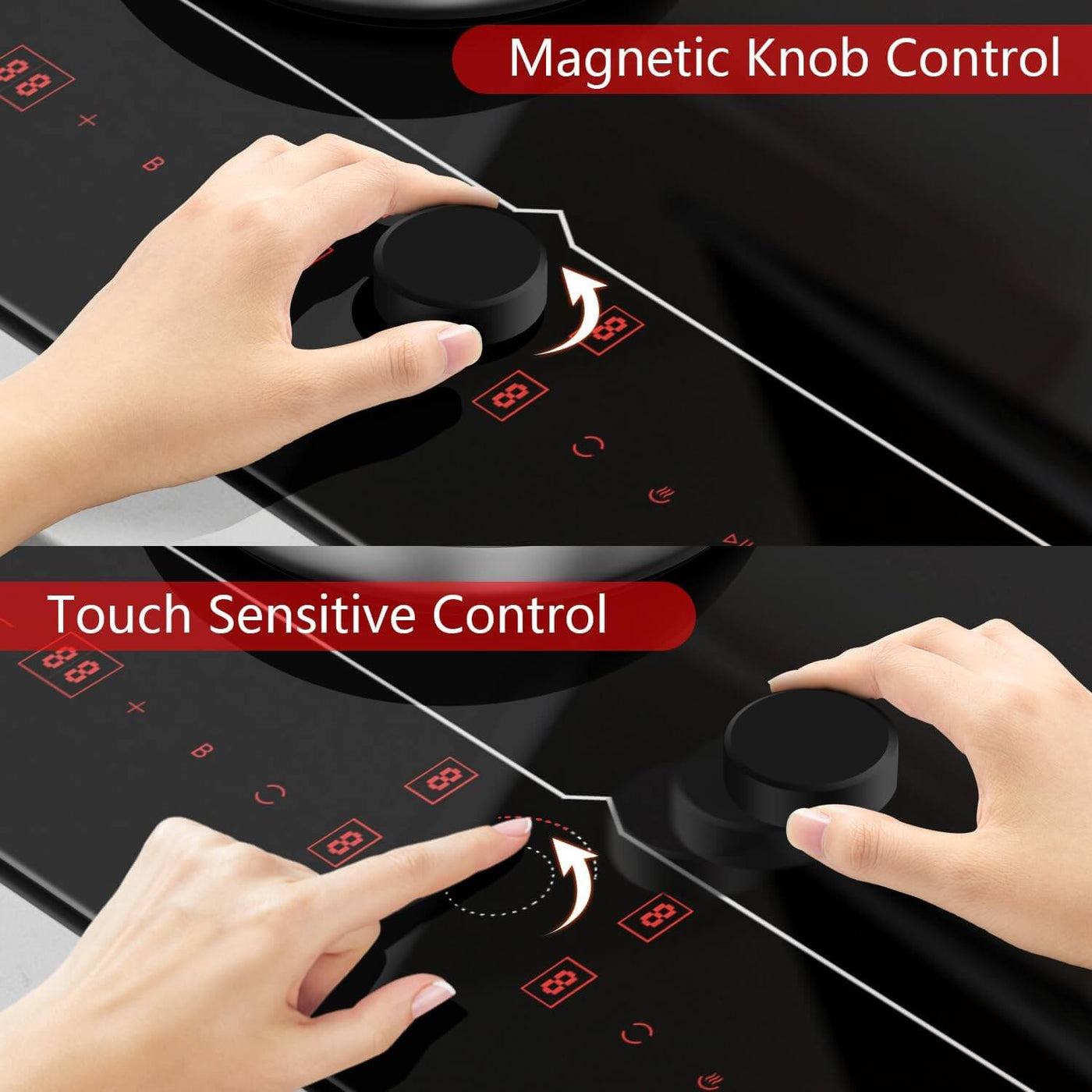 Karinear 24 Inch 4 Burner Magnetic Knob Control Induction Cooktop
