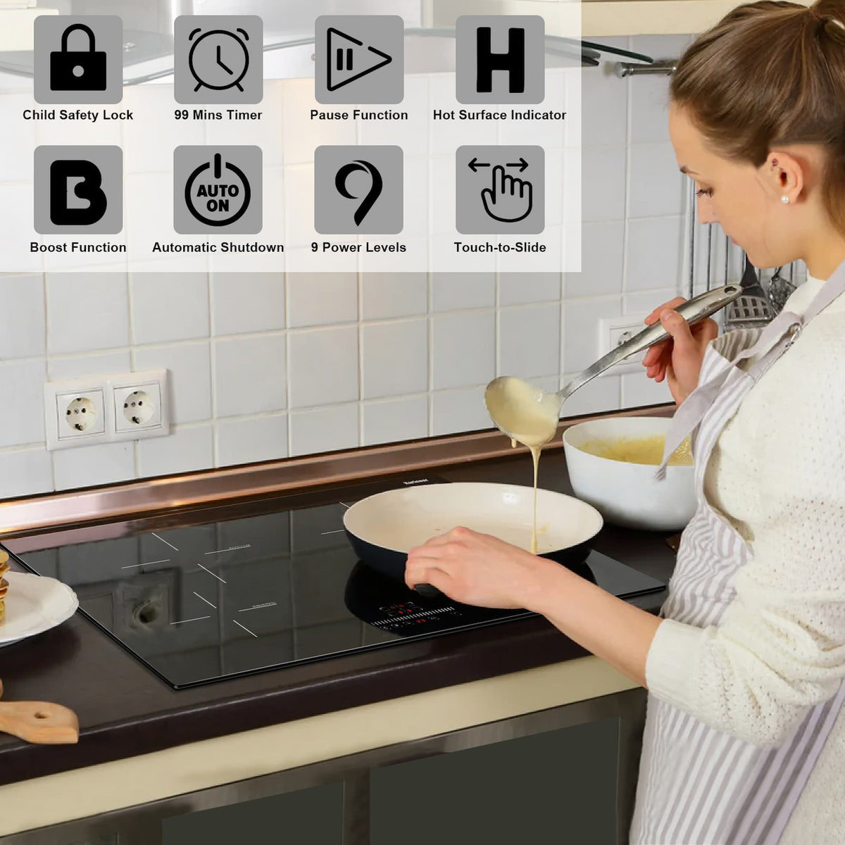 Karinear 30 Inch 4 Burner Drop-in Induction Cooktop