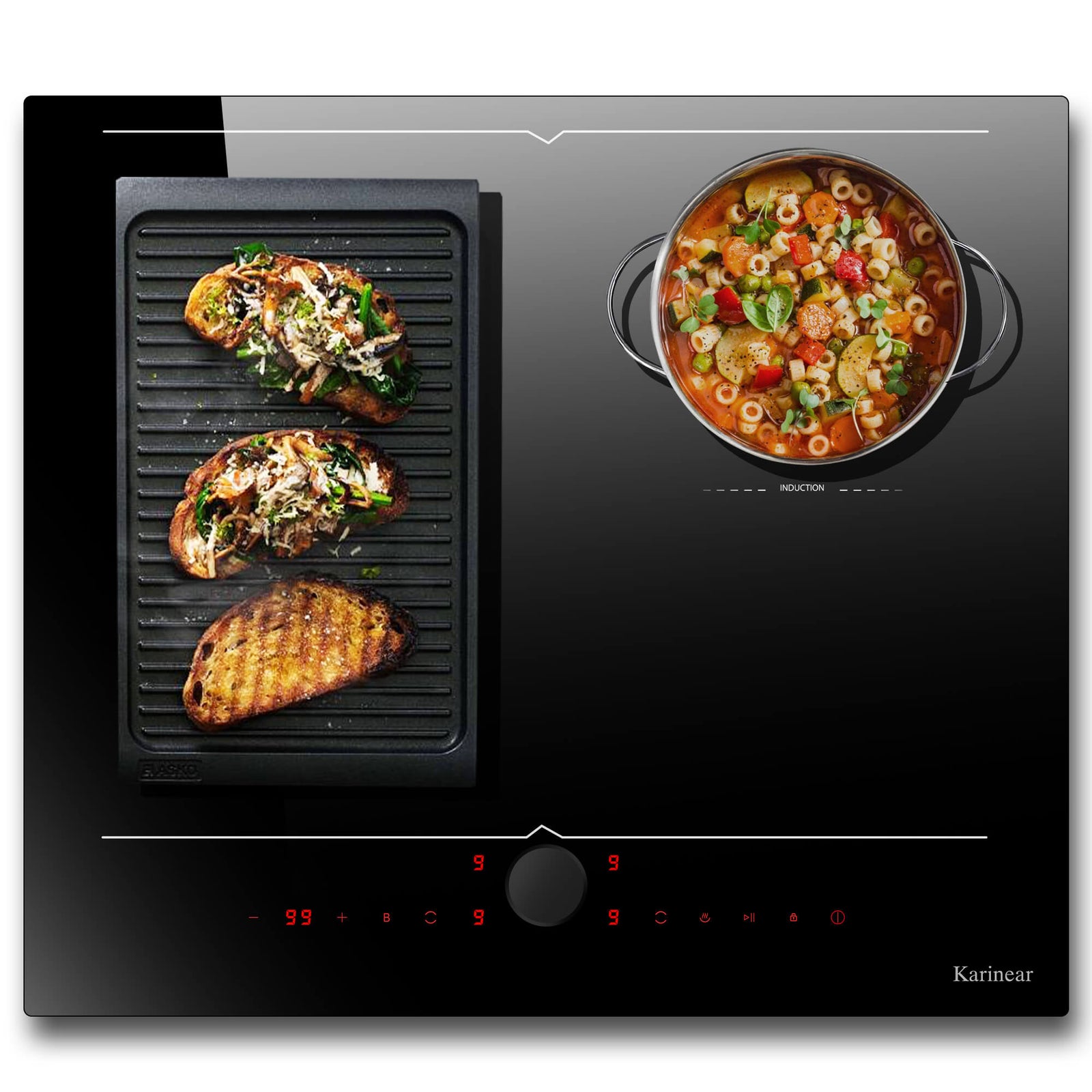 Karinear 24 Inch 4 Burner Magnetic Knob Control Induction Cooktop