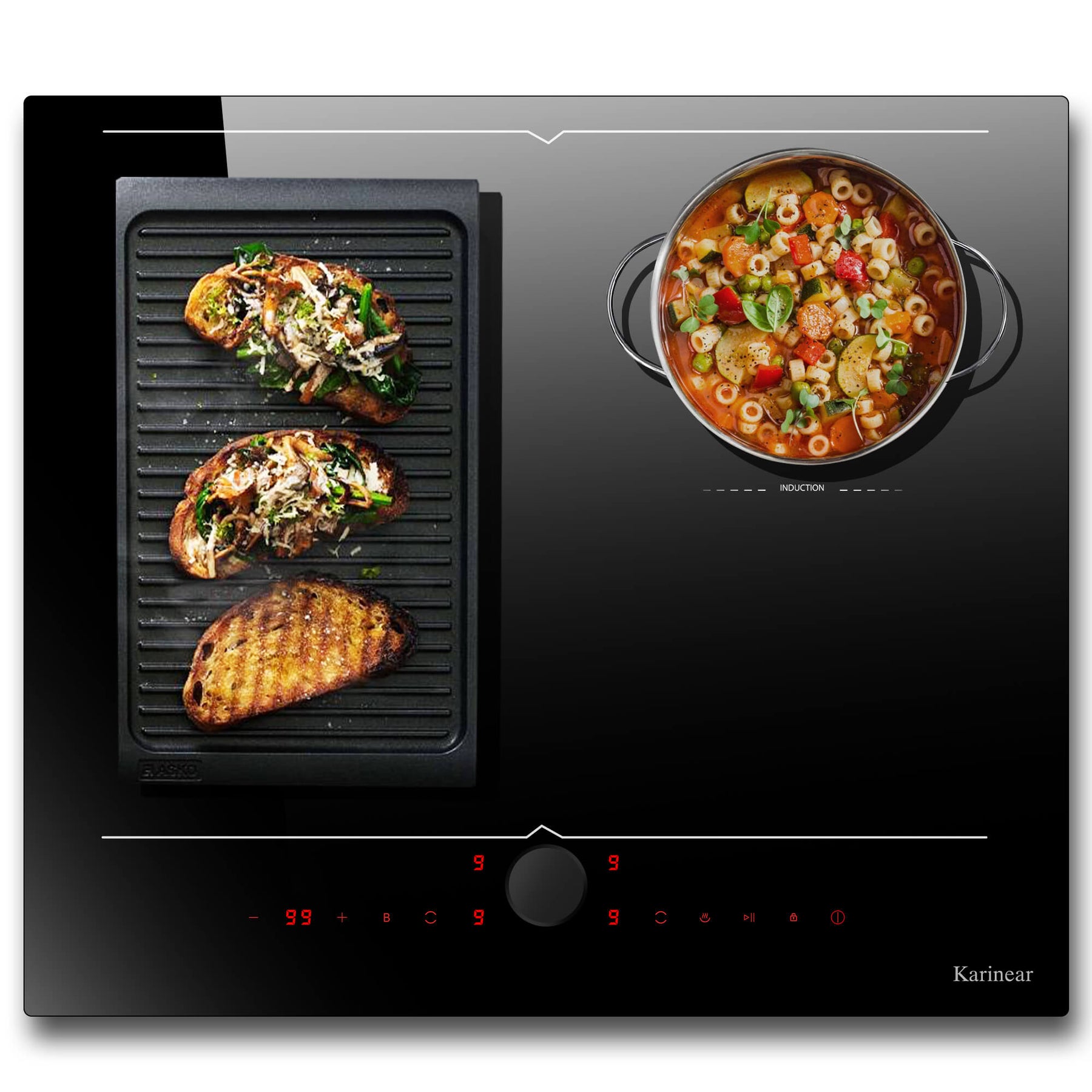 Karinear 24 Inch 4 Burner Magnetic Knob Control Induction Cooktop