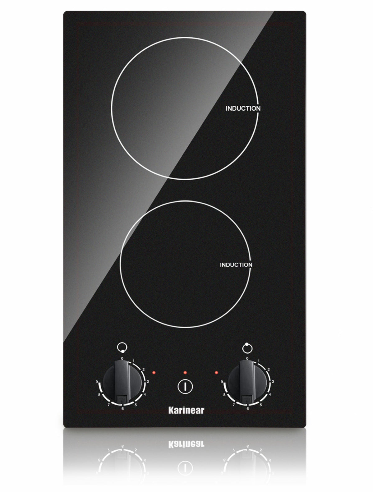 Karinear 12 Inch 2 burner electric cooktop with Knob Control