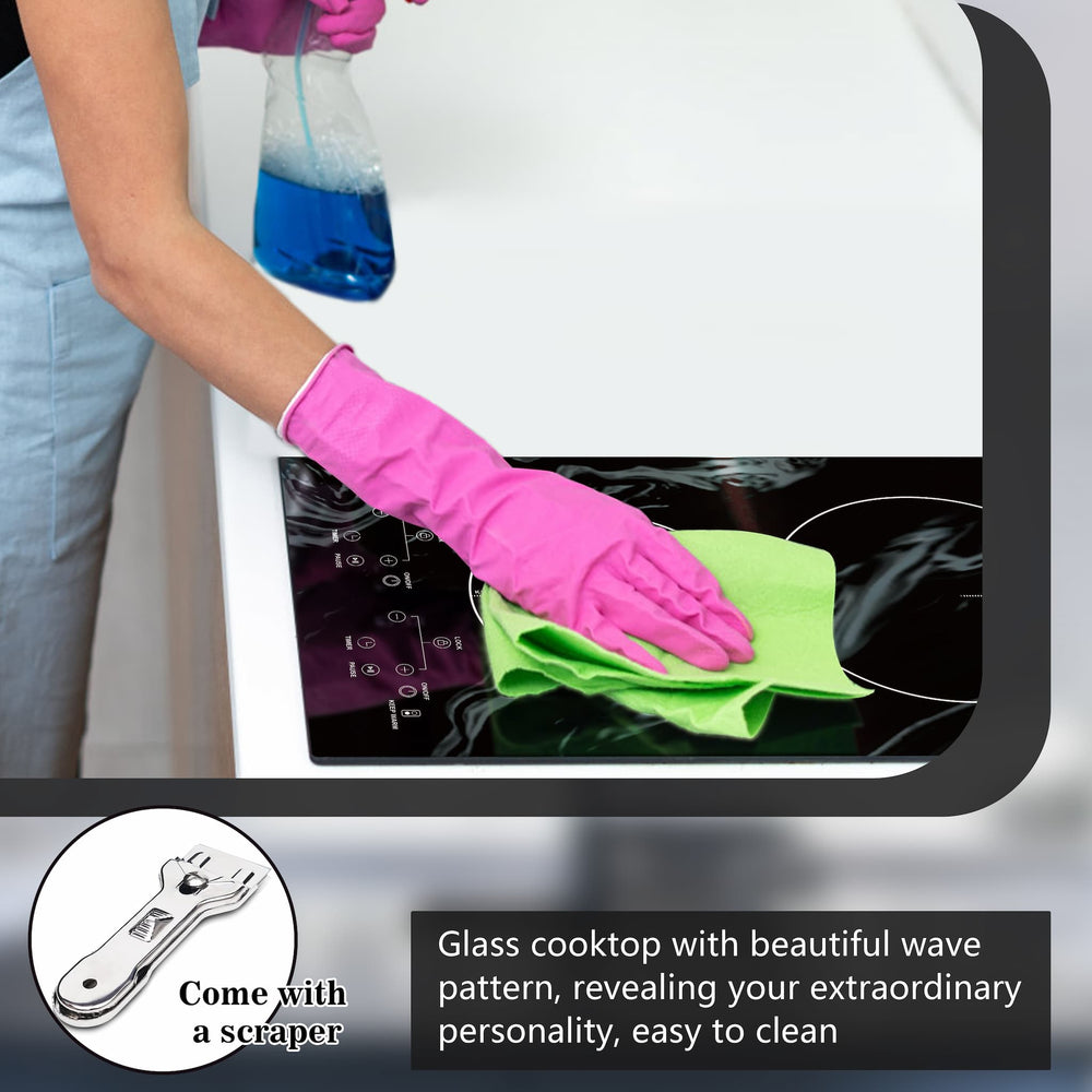 Karinear 12 Inch 2 Burners Plug in Electric Ceramic Cooktop - Wave Pat