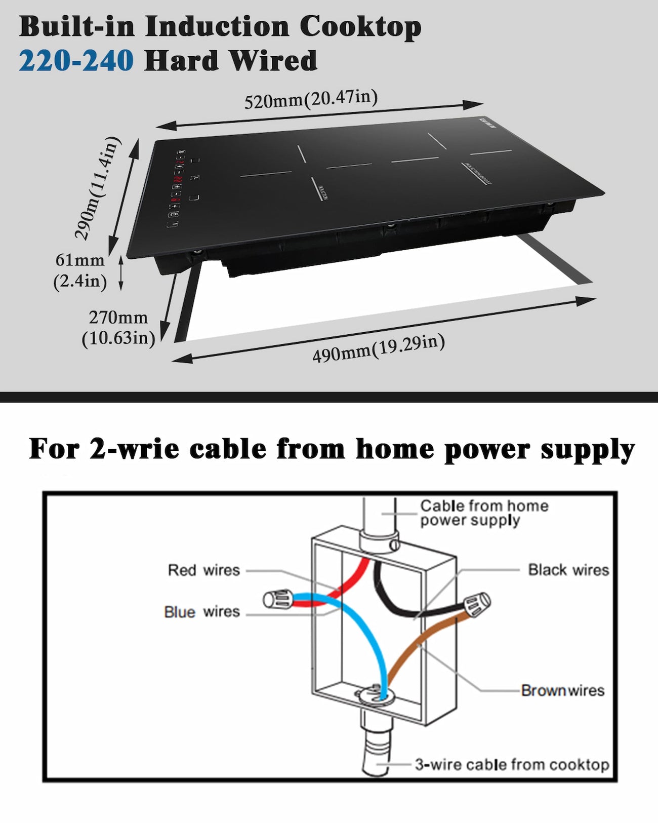 Karinear 12 Inch 2 Burner Drop In Induction Cooktop