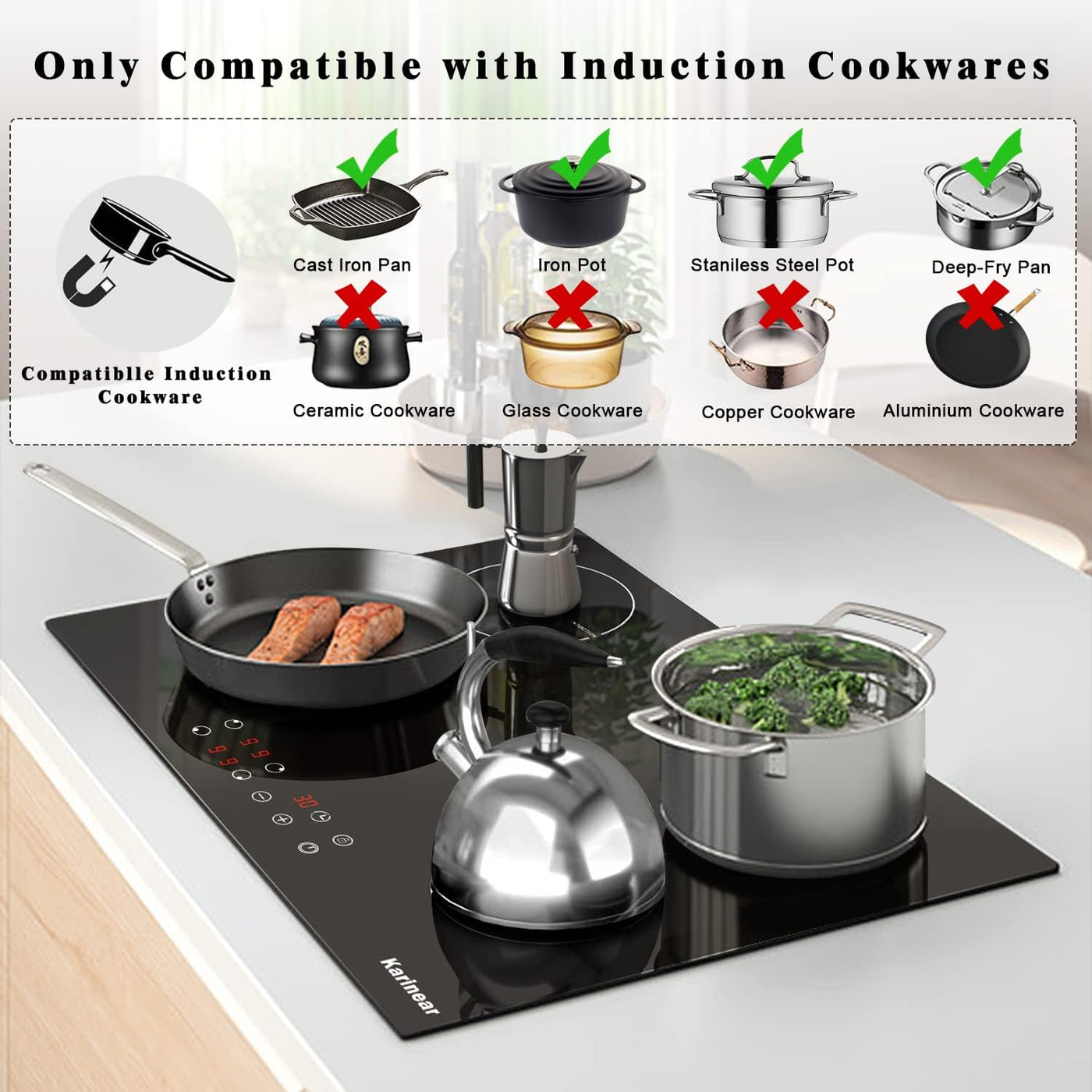 Karinear 60cm 4 Zones Plug in Induction Hob