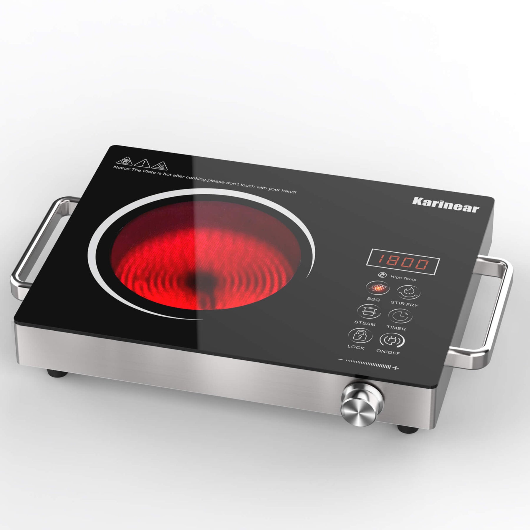 Karinear Single Burner Portable Electric Cooktop With Handle