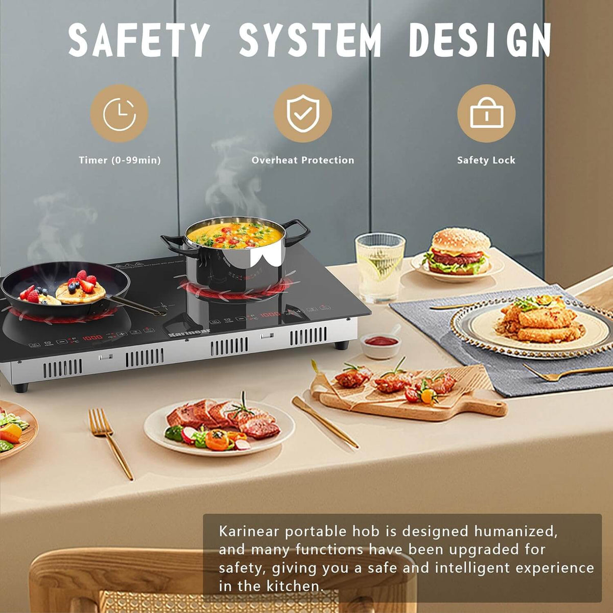 Karinear 24 Inch 2 Burner Portable Electric Stove - Sensor Touch Control
