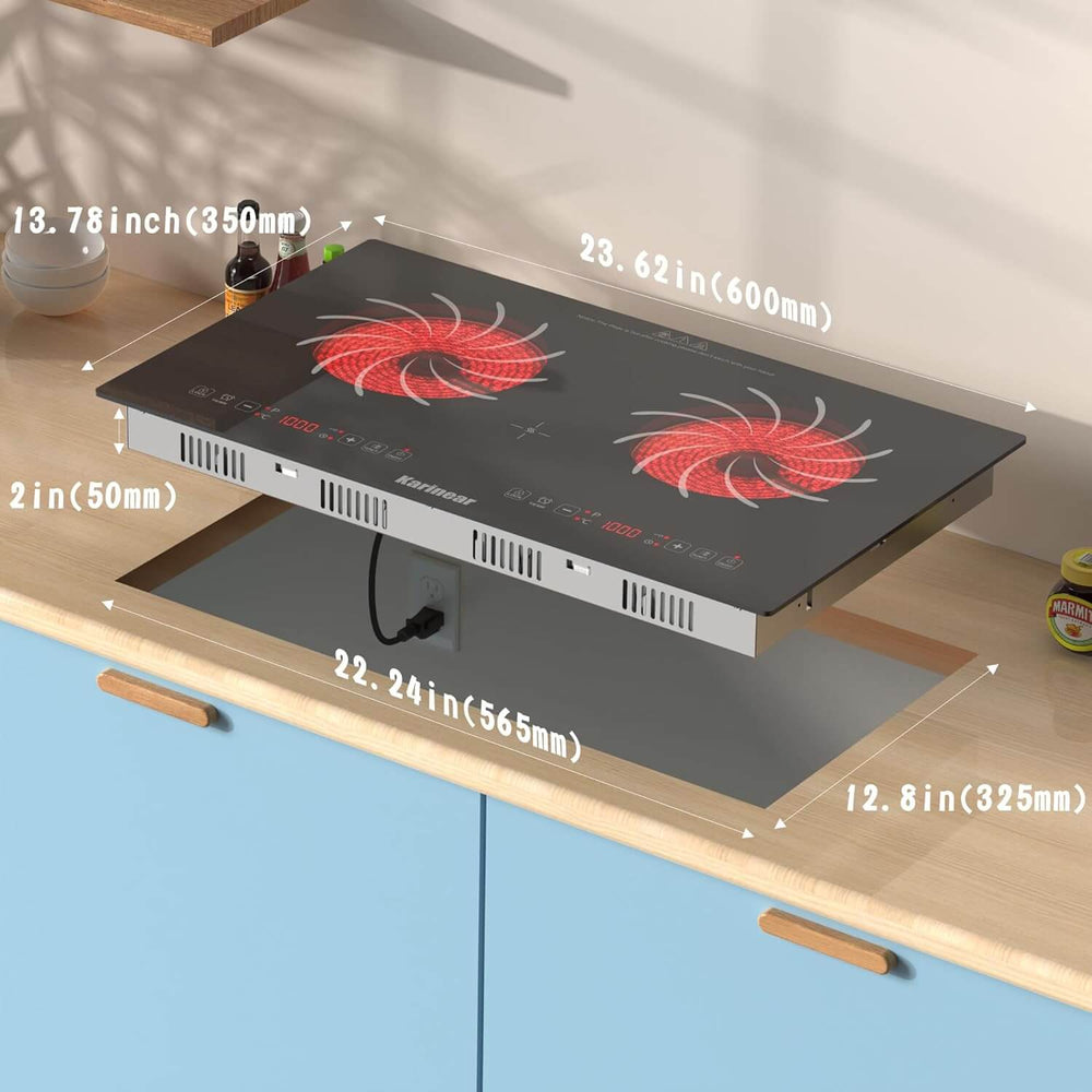 Karinear 24 Inch 2 Burner Portable Electric Stove - Sensor Touch Control