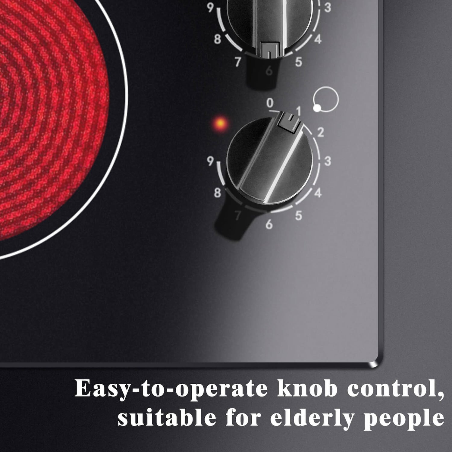 Karinear 24 Inch 4 Burner Knob Control Electric Ceramic Cooktop