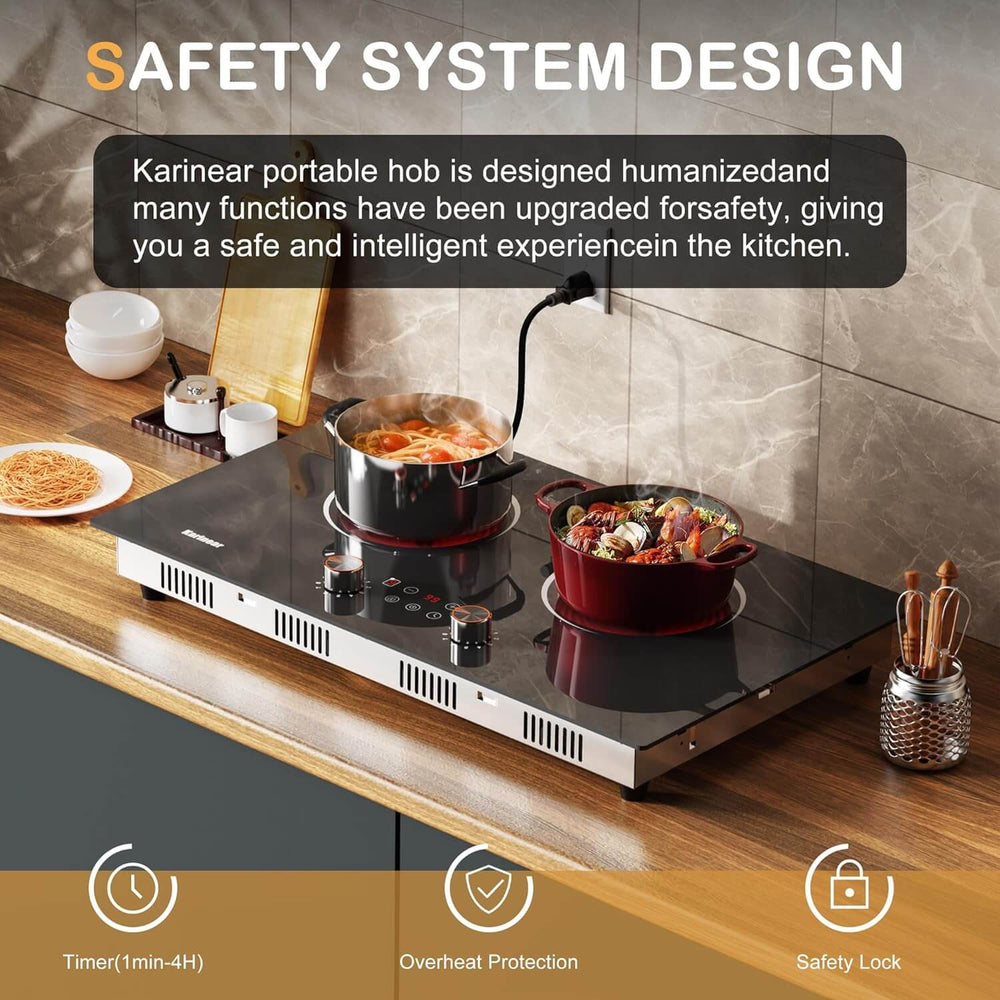 Karinear 24 Inch 2 Burner Electric Hot Plate With Knob Control & Senso