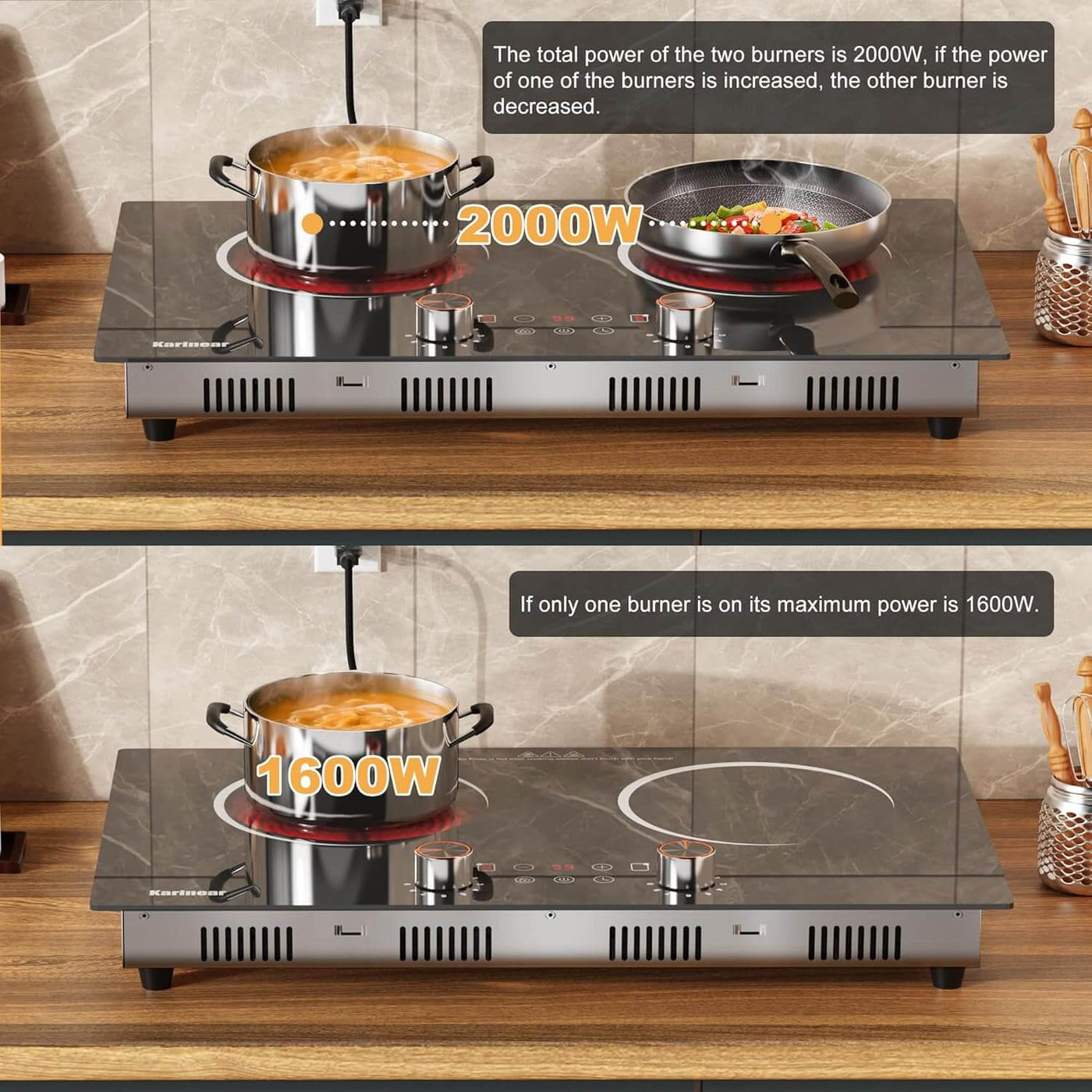 Karinear 24 Inch 2 Burner Electric Hot Plate With Knob Control & Senso