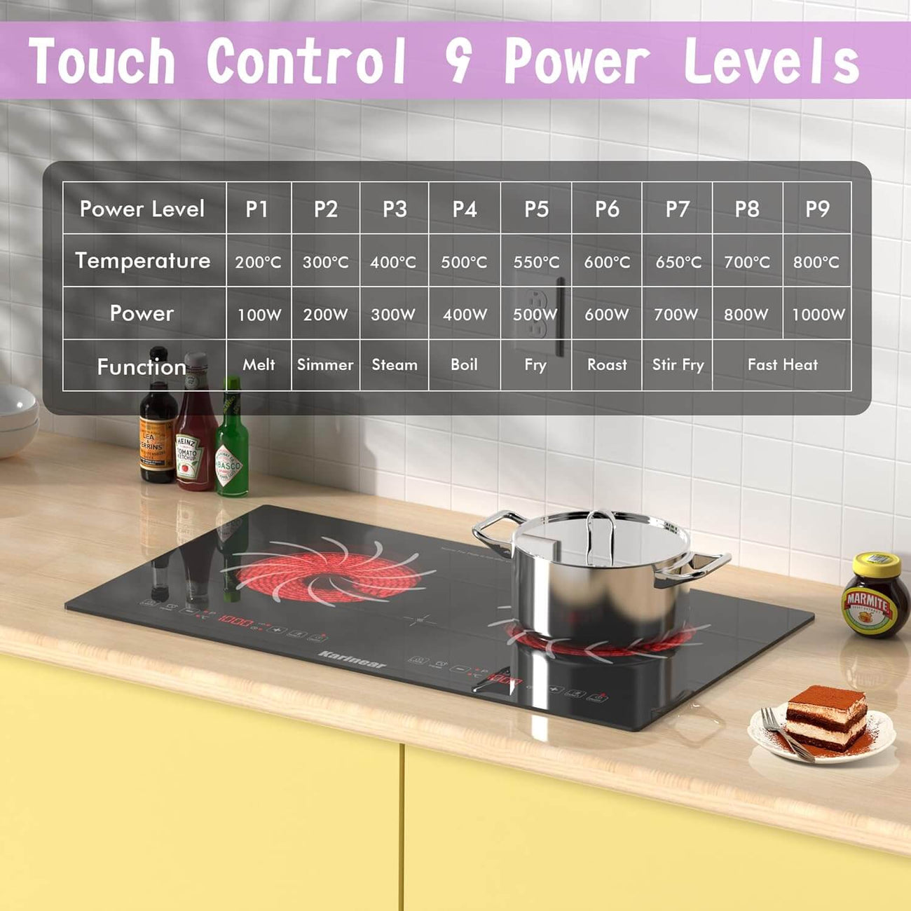 Karinear 24 Inch 2 Burner Portable Electric Stove - Sensor Touch Control