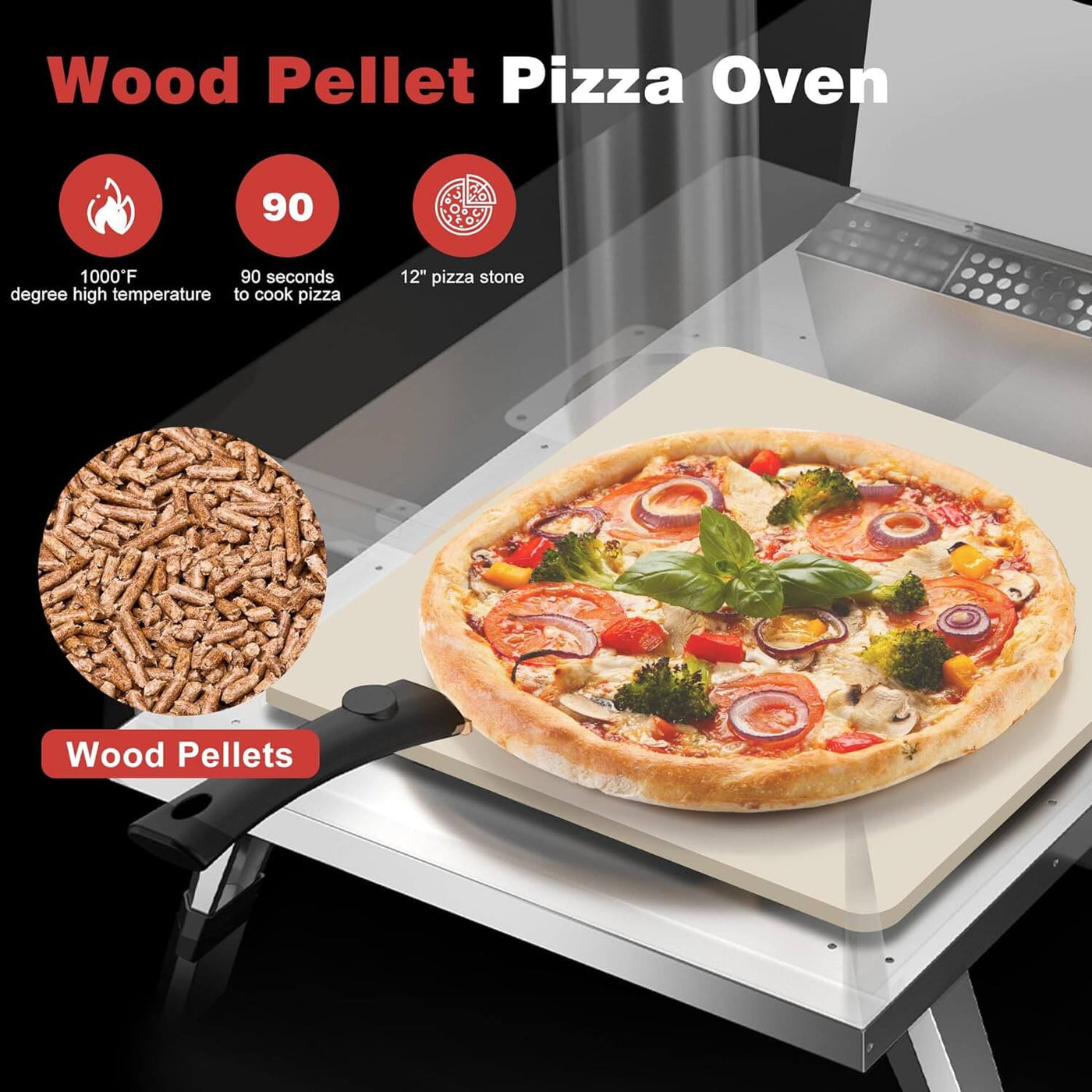 Karinear 12 Wood Fired Portable Pizza Oven Outdoor